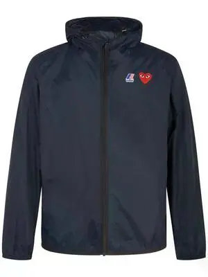 Play Comme Des Garcon X K-way Heart Patch Hooded Jacket - Blue