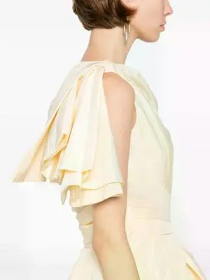 SAIID KOBEISY One-shoulder Taffeta Gown With Bow Detailing And Front Slit - Yellow