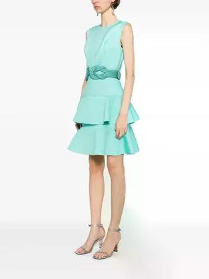 SAIID KOBEISY Sleeveless Ruffled Mini Dress With Detachable Belt - Green