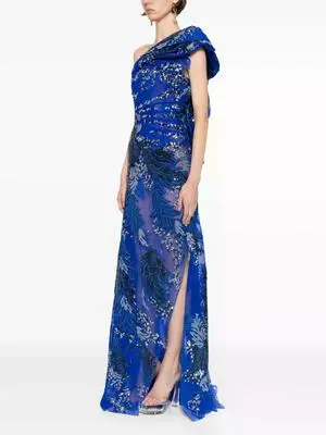SAIID KOBEISY One-shoulder Embroidered Gown