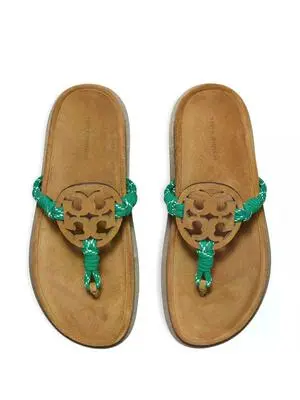 Tory Burch Miller Cloud Thong Flat Sandals With Knotted Rope Detailing