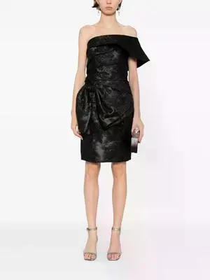 SAIID KOBEISY Brocade Off-shoulder Mini Dress With Bow Detailing - Black