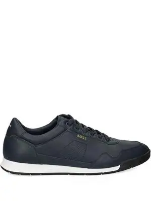 BOSS Nappa Leather Trainers With Perforated Details - Blue