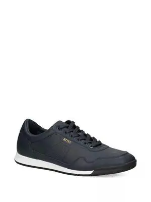 BOSS Nappa Leather Trainers With Perforated Details - Blue