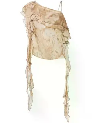 Blumarine Abstract Print Semi-sheer Blouse - Neutrals