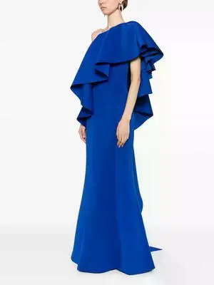 SAIID KOBEISY Ruffled Scuba Gown - Blue