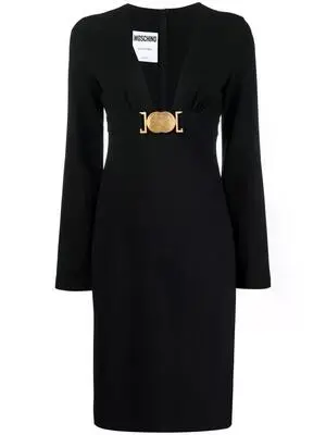 Moschino Plaque Long Sleeved Dress - Black