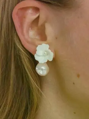 JENNIFER BEHR Jennifer Behr Clarabel Pearl And Floral Drop Earrings Neutrals