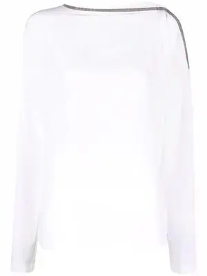 Brunello Cucinelli Silk Cold-shoulder Blouse - White