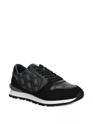 Guess Monogram Print Lace-up Sneakers - Black