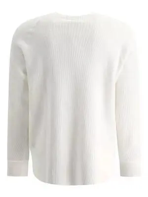 BEAMS Long Sleeve Cotton Waffle Knit Sweater - Neutrals