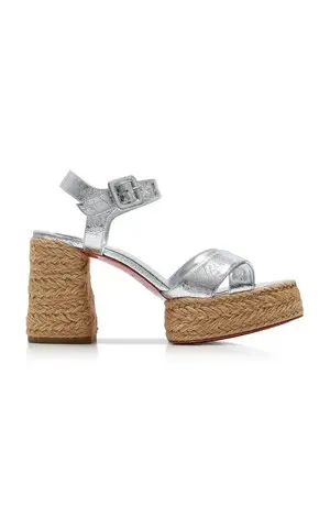 CHRISTIAN LOUBOUTIN Calakala 85mm Metallic Leather Sandals - Silver