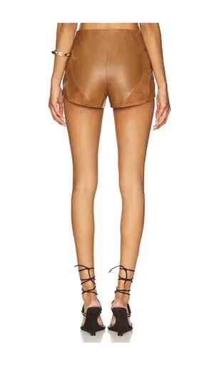 Retrofete Agda Suede Contrast Lace-up Leather Shorts - Brown