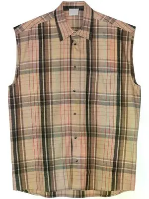VTMNTS Sleeveless Tartan Check Flannel Shirt