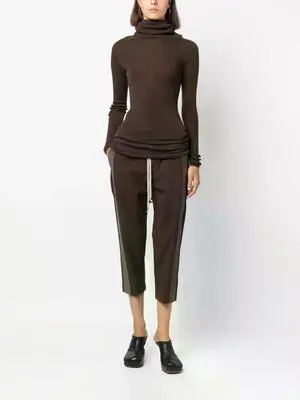 Rick Owens Virgin Wool Blend Side Stripe Cropped Trousers
