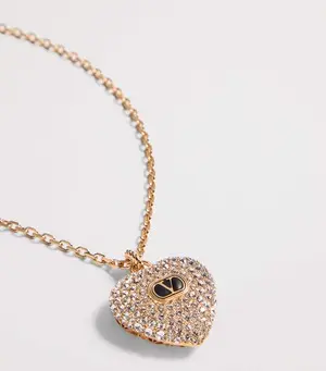 Valentino Garavani Crystal Embellished Heart Pendant Necklace