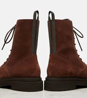 Brunello Cucinelli Monili Suede Ankle Boots