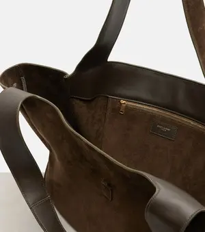 Saint Laurent Le 5 À 7 Besace Suede Tote Bag - Brown