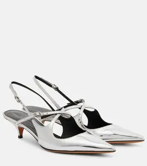 Proenza Schouler Mirrored Leather Slingback Pumps - Silver