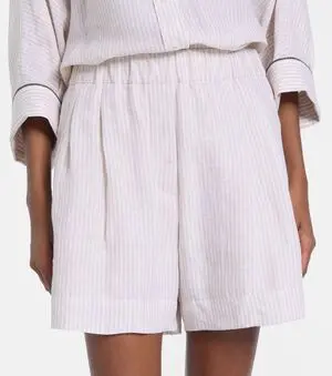 Brunello Cucinelli Striped Linen Bermuda Shorts - Beige