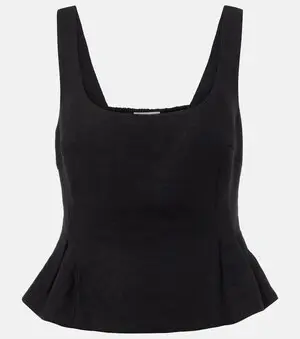 Posse Rosalie Peplum Linen Top - Black