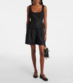 Posse Rosalie Peplum Linen Top - Black