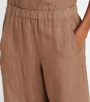 Velvet By Graham & Spencer Lola Linen Wide-leg Trousers - Brown