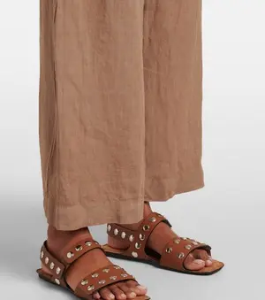 Velvet By Graham & Spencer Lola Linen Wide-leg Trousers - Brown