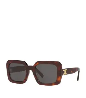 Celine Square Tortoiseshell Triomphe Sunglasses - Brown