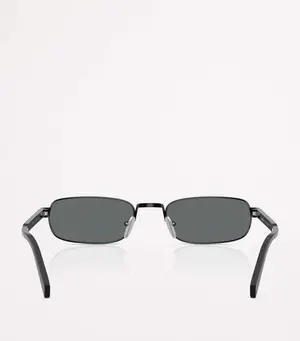 Prada Metal Frame Rectangular Sunglasses - Black