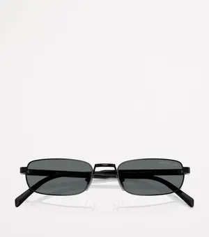 Prada Metal Frame Rectangular Sunglasses - Black