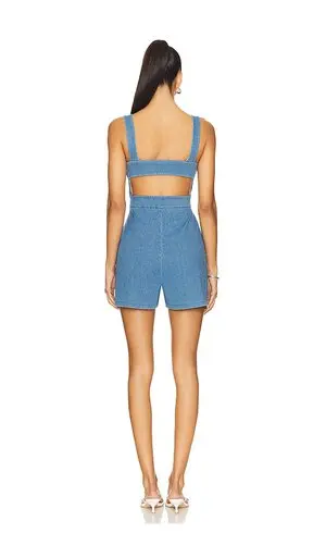 Susana Monaco Stretch Denim Apron Romper
