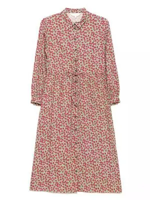 TO B. BY AGNÈS B. Floral Print Shirt Dress With Drawstring Waist - Red