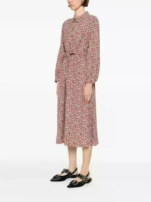 TO B. BY AGNÈS B. Floral Print Shirt Dress With Drawstring Waist