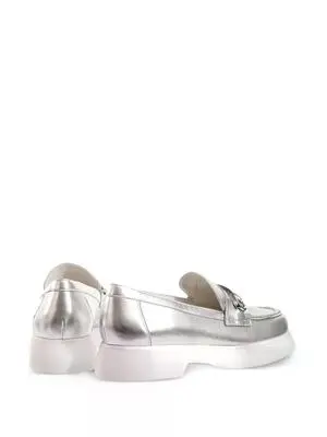HOGL Cecil Metallic Leather Loafers With Logo Buckle Detail