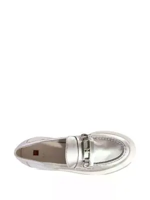 HOGL Cecil Metallic Leather Loafers With Logo Buckle Detail