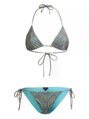 Etro Paisley-print Triangle Bikini - Blue