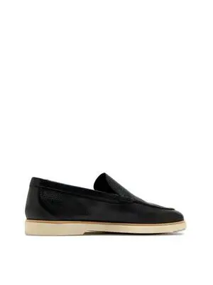 Magnanni Textured Leather Slip-on Loafers - Black