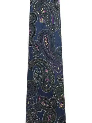 Etro Paisley-print Silk Neck Tie - Blue