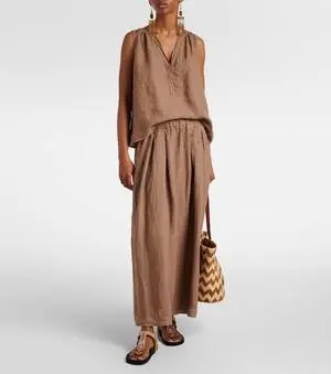 Velvet By Graham & Spencer Tacy Linen Top - Brown
