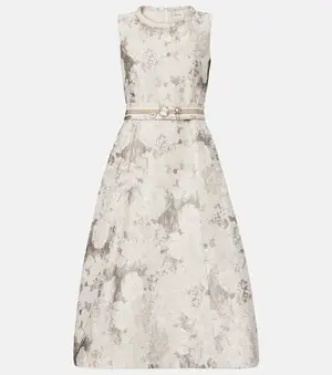 Max Mara Cotton-blend Jacquard Midi Dress