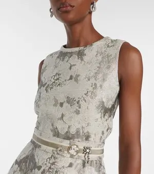 Max Mara Cotton-blend Jacquard Midi Dress