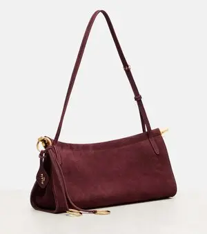 Alaïa Le Click Medium Suede Shoulder Bag - Burgundy