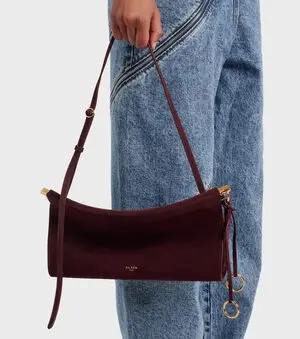 Alaïa Le Click Medium Suede Shoulder Bag - Burgundy
