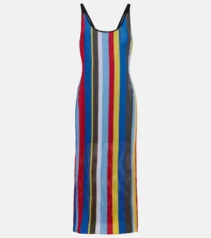 Staud Jessica Striped Crochet Midi Dress - Multicoloured