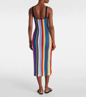 Staud Jessica Striped Crochet Midi Dress - Multicoloured