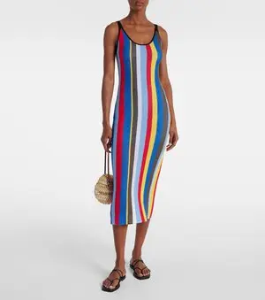 Staud Jessica Striped Crochet Midi Dress - Multicoloured