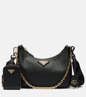 Prada Re-edition 2005 Leather Shoulder Bag - Black