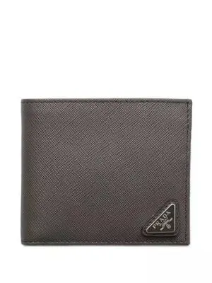 Prada Textured-leather Bi-fold Wallet - Grey