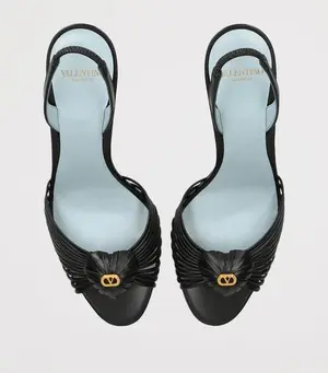 Valentino Garavani Leather Royal Slingback Heels 85 - Black